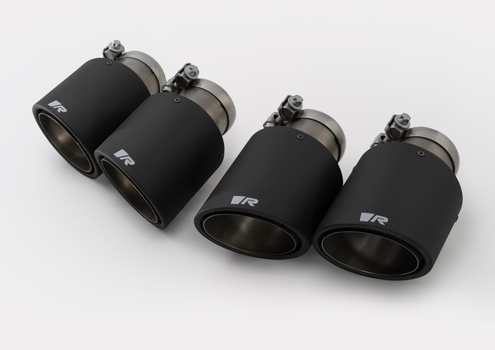 tail pipe set L/R consisting of 4 Carbon tail pipes Ø 102 mm angled ...
