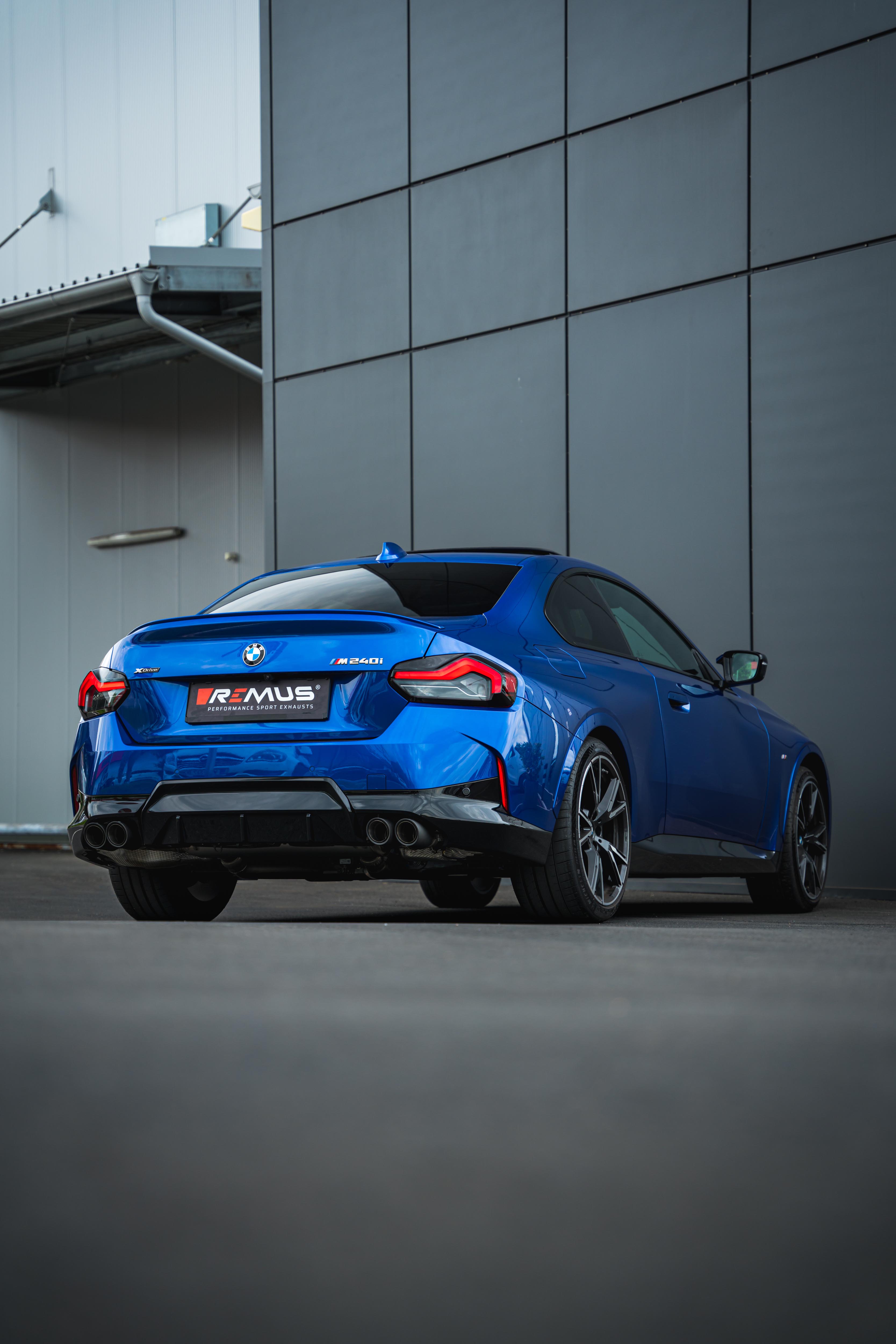 RACING Axle-back-system L/R quad: Sport exhaust centered for BMW M240i ...